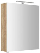 Sapho Riwa - Zrcadlová skříňka s LED osvětlením 70x60x17 cm, 1 dvířka, panty vpravo, dub Alabama RIW060-0022