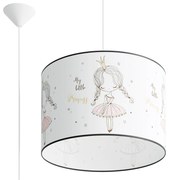 Dětské závěsné svítidlo Princess, 1x plastové stínítko se vzorem, (fi 40cm)