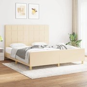 Rám postele bez matrace krémový 180 x 200 cm textil 3125078