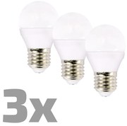 ECOLUX LED žárovka 3-pack , miniglobe, 6W, E27, 3000K, 450lm, 3ks