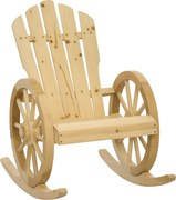 Houpací křeslo Outsunny, rustikální relaxační křeslo, zahradní křeslo s designem kola, houpací křeslo, masivní dřevo, přírodní dřevo, 68 x 88 x 92 cm