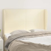 Čelo postele typu ušák krémové 147 x 23 x 118/128 cm umělá kůže 3117768