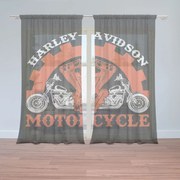 Sablio Záclony Harley-Davidson motor Černé pozadí: 2ks 150x250cm