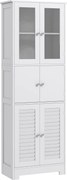 HOMCOM Sloupcový pomocný nábytek do koupelny s 6 dveřmi, nastavitelnými policemi a protiskluzovým designem moderní koupelnová skříň 60x30x170,5 cm bíl