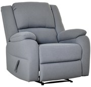 HOMCOM polohovací křeslo Televizní křeslo s funkcí polohování a boční kapsou, šedé, polyester připomínající len, 90 x 96 x 98 cm, ideální do obývacíh…
