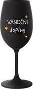 VÁNOČNÍ DOPING - černá sklenice na víno 350 ml