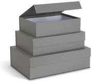 Šedé kartonové úložné boxy v sadě 3 ks s víkem 42,5x29,5x13 cm Kian Paper Laminate – Bigso