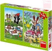 DINO Puzzle 2x48 dílků Krtek se raduje (Krteček) 18x26,5cm skládačka 2v1 dn381575