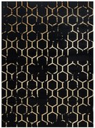 Dywany Łuszczów, Kusový koberec Gloss 407C 86 black/gold, 120x170, černá, chodba / předsíň