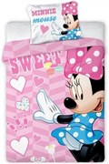Povlečení do malé dětské postýlky Sweet Minnie Mouse - Disney - 100% bavlna - 100 x 135 cm + 40 x 60 cm