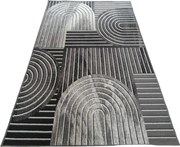 HU Šedý geometrický obdélníkový koberec NEW IDEA 90141-0433 Rozměr: 50x80 cm