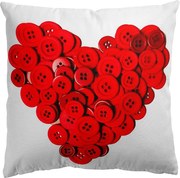 Dekorační povlak na polštář 43x43 Jess Eco Buttons Heart bílá červená Domarex
