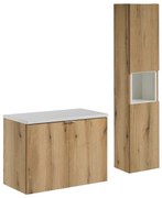 Koupelnová sestava Nova Oak II s deskou a skříňkami 80 cm dub evoke/bílá