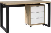ADRK PC stůl s kontejnerem MARO I B-ART, dub artisan/bílá/černá