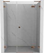 Mexen Lunar L, otočné pravé sprchové dveře 120 cm, 8mm čiré sklo, růžové zlato profil, 834SL-120-050-60-00-P