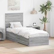 Rám postele Šedý Sonoma a stříbrná 70 x 190 cm Kompozitní dřevo 3411373