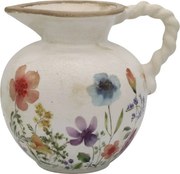 Béžový antik keramický džbán s květy Fleurville - 20,5*18,5 cm