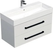 Koupelnová skříňka s černou úchytkou a umyvadlem SAT Cube Way 100x53x46 cm bílá lesk CUBE46C1002BISAT