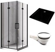 BPS-koupelny Obdélníkový sprchový kout HYD-OK12A 90x80 chrom/transparent + vanička HYD-OSV-ST03E černá