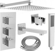 Mexen Cube DR02 podomítkový vanový a sprchový set s hlavovou sprchou 25x25 cm (7v1), chromová, 77503DR0225-00