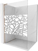 Mexen Kioto L, sprchová zástěna Walk-In 100 x 200 cm, 8mm čiré sklo bílý vzor, měděný matný profil, 800-100-103-65-85
