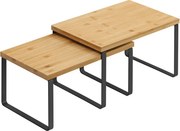 Set dvou stohovatelných poliček bambusové AUK-E1002 BK (2 ks)