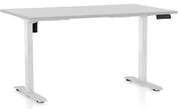 Výškově nastavitelný stůl OfficeTech B, 120 x 80 cm, bílá podnož, světle šedá