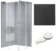 BPS-koupelny Čtvercový sprchový kout HYD-SK90B 90x90 chrom/transparent + vanička HYD-SSV-RIKO černá