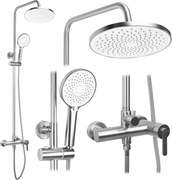 Rea Ontario, sprchový set nástěnný s dešťovou sprchou, broušená ocel, REA-P5506