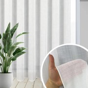 Voálová záclona s efektem lnu přírodní bílá Elegance s olůvkem metráž Ervi DP 345