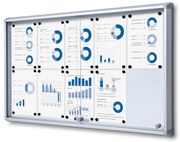 Interiérová informační vitrína s posuvnými dveřmi 10 x A4 - plechová záda, hliník