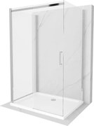 Mexen Omega-3S sprchový kout 3-stěnný, posuvný 130x80 cm, transparentní, chrom + vanička Flat - 825-130-080-01-00-3s-4010