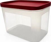 dóza na potraviny, s víkem, plast, 10x15x10 cm, průhledná/červená, Dekorino DP20260009