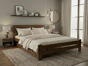Postel PARIS zvýšená 160 x 200 cm, dub Rošt: S laťkovým roštem, Matrace: Matrace Deluxe 10 cm