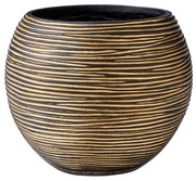 Capi Nature Rib Vase Ball Black Gold Ø 12 cm / V 10 cm