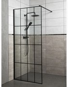 Novoterm Sprchová zástěna Walk-in NV-Techno 100, černá/transparent - bez vaničky