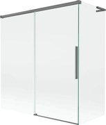 Mexen Rox, L posuvná 2-křídlová vanová zástěna 150 + 70 x 150 cm, 8mm čiré sklo, grafitový profil, 8C9L-150-070-95-00