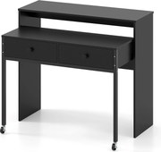 Costway Rozkládací stolek malý s 2 zásuvkami a kolečky – 100 – 100 × 63 × 88 cm