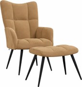 křeslo relaxační, s podnožkou, odpočinkové, ušák, kov/samet, 98x63x69 cm, černá/hnědá, Dekorino KR20260020