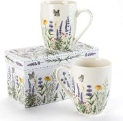 Sada porcelánových hrnků LEVANDULE A MOTÝLI v dárkové krabičc 350 ml 2 ks