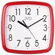 Červené dětské hranaté nástěnné netikající tiché hodiny JVD sweep HP615.14
