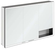 Villeroy & Boch My View+ - Zrcadlová skříňka s LED osvětlením 120x75x17 cm, 3 dvířka, matná černá/šedá B48112VE
