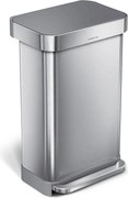 Nášlapný ocelový odpadkový koš ve stříbrné barvě 45 l – simplehuman