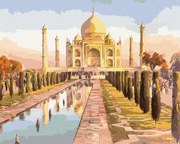zuty malování podle čísel - taj mahal a východ slunce, 40x50 cm, bez rámu a bez vypnutí plátna