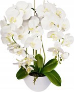 Orchidej umělý gumový jako živé bílé květy orchidej 60 cm v květináči