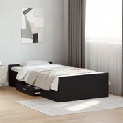 Rám postele se zásuvkami černý 75 x 190 cm kompozitní dřevo 3280350