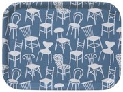 Obdélníkový tác Chairs blue 27x20, Klippan Švédsko