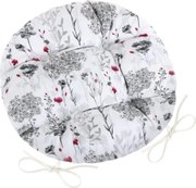 Bellatex Sedák DITA kulatý prošívaný průměr 40 cm Větvička Šedá,Červená,Bílá