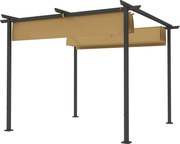 zahradní pergola 3 x 3 m s nastavitelnou střechou, kovový rám, ochrana UPF30+, sluneční stříška na verandu, terasu, béžová barva