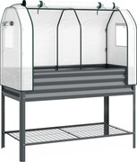 Vyvýšený záhon s kovovým chladicím rámem Box na sázení se skleníkovým úložným prostorem, Vyvýšený 120 x 55 x 140 cm
